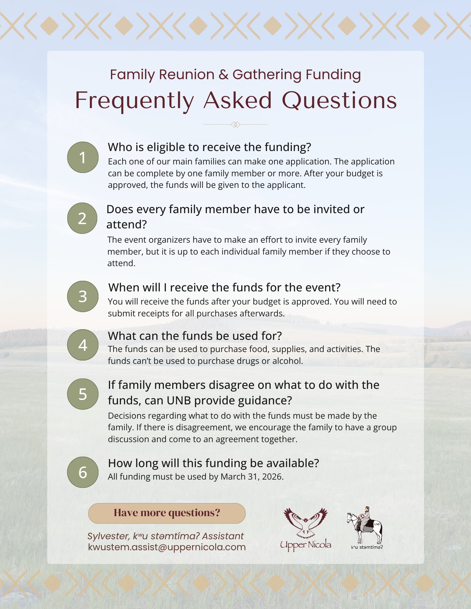 Family Reunion & Gathering Funding – Upper Nicola Band